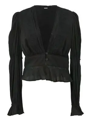 REFORMATION Plunge-neckline Blouse - Black