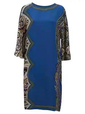 Etro Printed Silk Dress - Blue