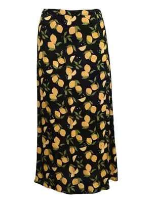 REFORMATION Reformation Lemon-Print Bea Midi Skirt