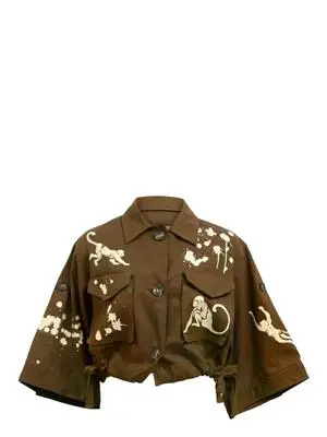 Red Valentino Printed Cropped Jacket - Brown