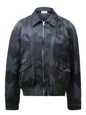 Saint Laurent Palm Tree-jacquard Bomber Jacket - Black