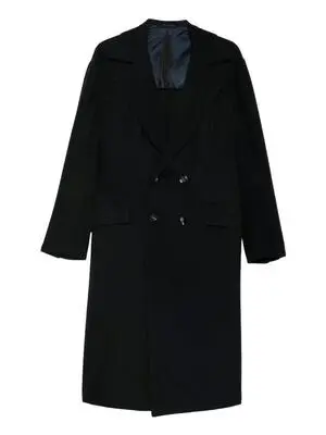 Kiton Double-breasted Coat - Black