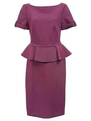 Burberry Peplum Short-sleeve Midi Dress - Purple