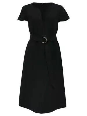 FERRAGAMO V-neck Belted A-line Dress - Black