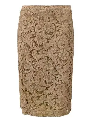 Burberry Lace Pencil Skirt - Brown