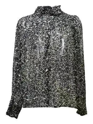 Ba&sh Printed Long-sleeve Blouse - Black