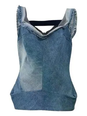 Junya Watanabe X Comme Des Garçons Draped Denim Tank Top - Blue