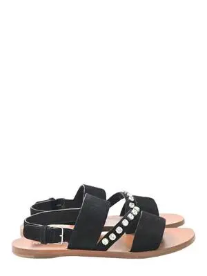 Miu Miu Crystal-embellished Slingback Sandals - Black