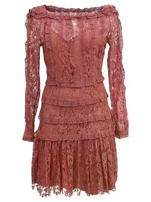 Zimmermann Lace Ruffle Mini Dress - Pink