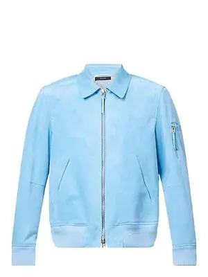 TOM FORD Regular-fit Suede Jacket - Turquoise