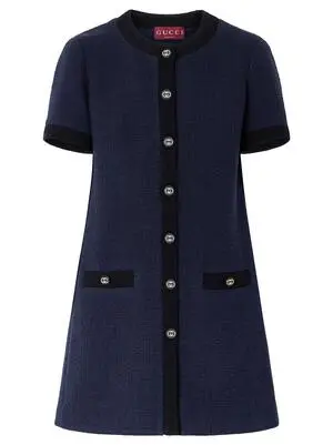 Gucci Wool-blend Bouclé Mini Dress - Blue