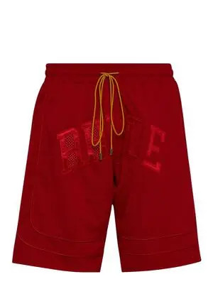 Rhude Baggy Mesh Collegiate Logo Shorts - Red