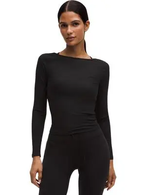 Lululemon Ribbed Scoop-back Long-sleeve Shirt - Black