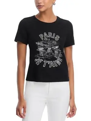 Cinq À Sept Rhinestone Paris Je T'aime Shrunken Tee - Black/white
