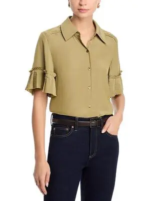 Ramy Brook Brandy Pleated Shirt - Safari