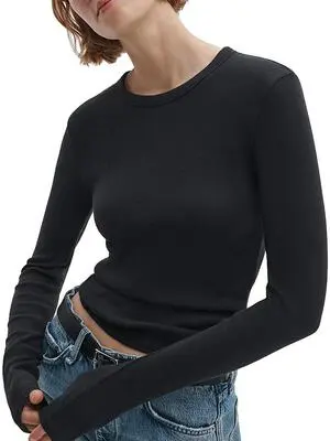 Rag & Bone The Essential Rib Knit Tee - Black