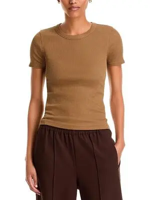 Rag & Bone Ribbed Crewneck T-Shirt Walnut