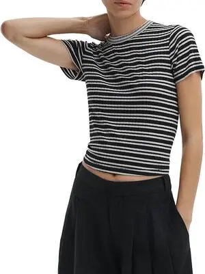 Rag & Bone Luca Stripe Contrast Tee - Ivory Black Multi