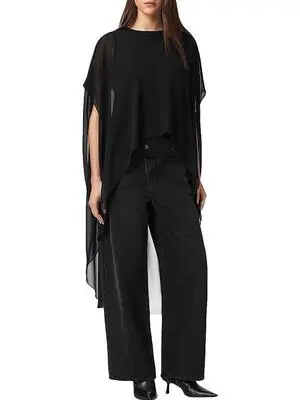ALLSAINTS Sheer Layered Top - Black
