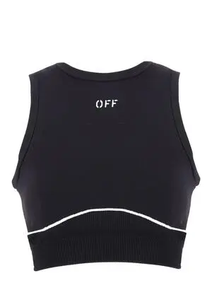 Off-White Sleeveless Top With Logo - Black