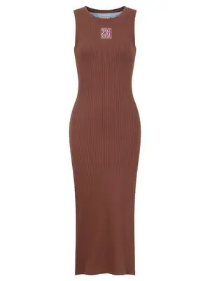 Marni Frame Logo Midi Dress - Brown
