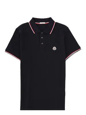 Moncler Polo With Logo - Blue