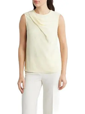 Anne Klein Asymmetric Sleeveless Cowl Neck Top - Whisper Yellow