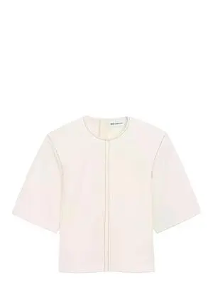 AMI Paris Cotton Gabardine Top With Contrasted Topstitches - Neutrals