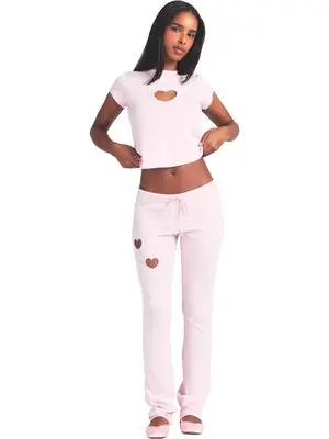 SKIMS Worn In Jersey Heart Straight Leg Pant - Baby Pink