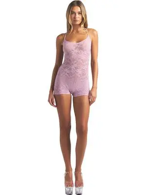 SKIMS Stretch Lace Low Back Onesie Baby Pink