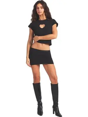SKIMS Micro Skort With Logo Pointelle - Soot