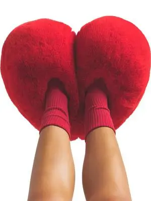 SKIMS Faux Fur Heart Slipper - Ruby
