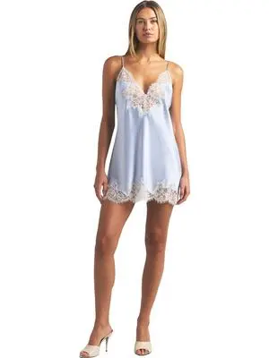 SKIMS Silk Lace Mini Slip Dress - Periwinkle Contrast