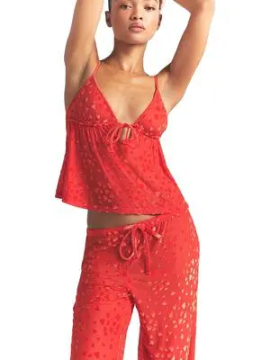SKIMS Sheer Velvet Cami And Pant Set - Ruby