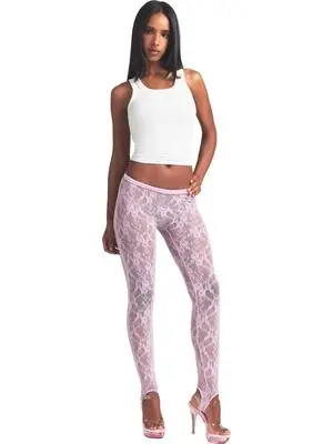 SKIMS Stretch Lace Stirrup Legging Baby Pink