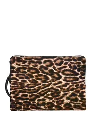 LANVIN Leopard-print Zipped Clutch - Brown