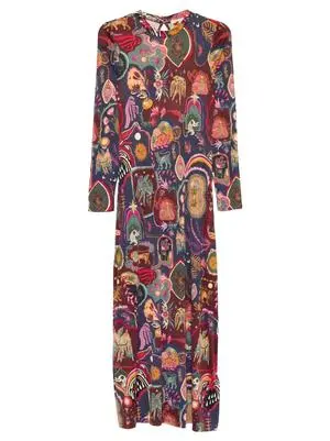 Farm Rio Long-sleeve Printed Maxi Dress - Purple