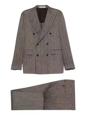 Tagliatore Double-breasted Striped-pattern Suit - Grey
