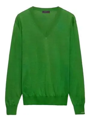 Prada V-neck Ribbed Sweater - Green