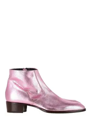 Saint Laurent Almond-toe Ankle Boots - Pink