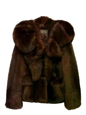 Prada Hooded Shearling Jacket - Brown