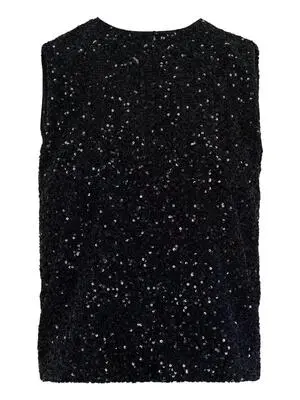 N°21 Sequined Sleeveless Top - Black