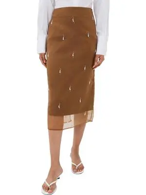 RÓHE Organza Silk Skirt - Cognac