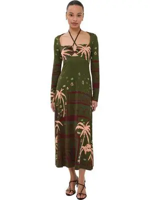 Johanna Ortiz Eternal Tropical Ankle Dress - Green