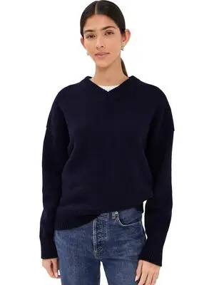Daughter Wool V-neck Pullover - Navy