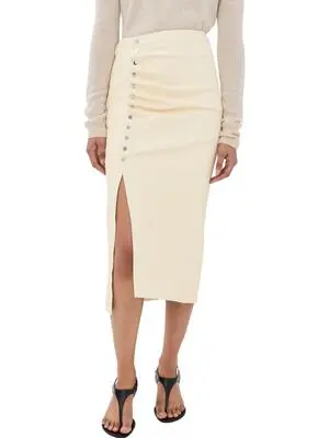 Rabanne Mid-weight Stretch Leather Jupe Skirt - Off White