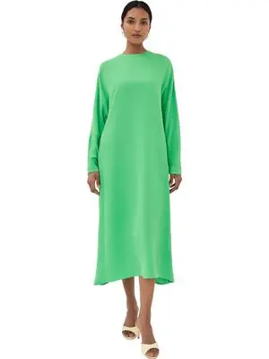 Tibi Ply Silk Cocoon Midi Dress - Green