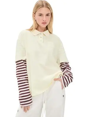 Sandy Liang Layered Polo Top - Cream