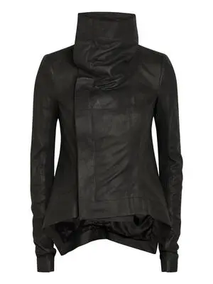Rick Owens Naska Asymmetric Leather Jacket - Black