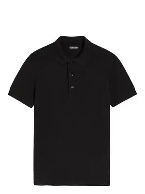 TOM FORD Logo-embroidered Piqué Polo Shirt - Black